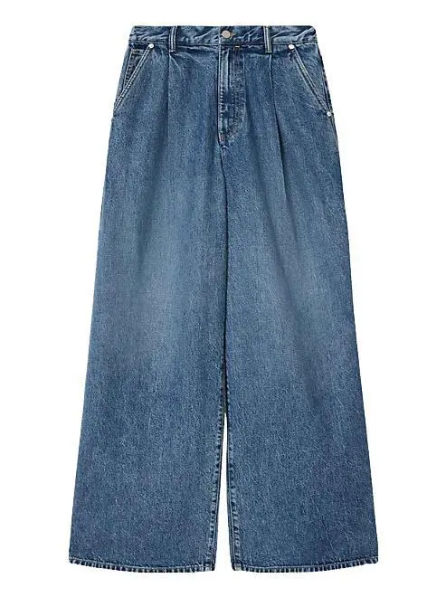 ALLSAINTS Haze Pleat Wide-leg Denim Jeans - Mid Indigo