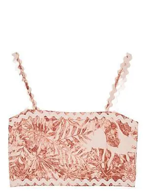 REISS Mila Cropped Linen Top - Pale Pink