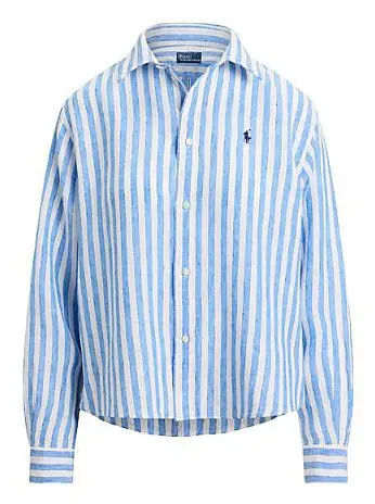 Polo Ralph Lauren Striped Linen Shirt - 1993 White Blue Multi