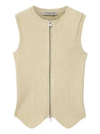 ALLSAINTS Cruz Zip-up Knitted Waistcoat - Haze Green