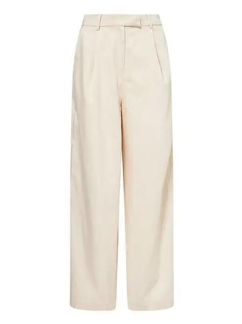Oddmuse High-rise Wide-leg Cotton-blend Trousers - Stone