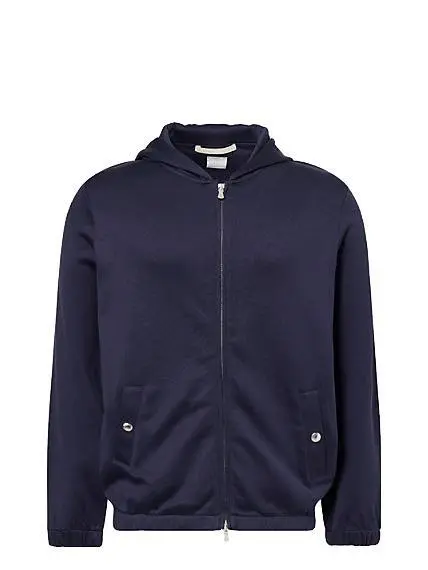 Eleventy Relaxed-fit Cotton-jersey Zip-up Hoody - Blue