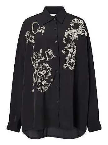 Dries Van Noten Casia Jewel-embellished Woven Shirt - Black