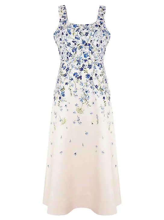 PHASE EIGHT Floral-print Woven Midi Dress - Cream