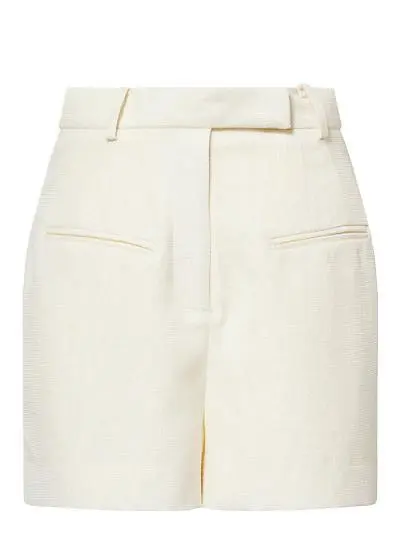Oddmuse Tailored High-rise Tweed Shorts - Cream