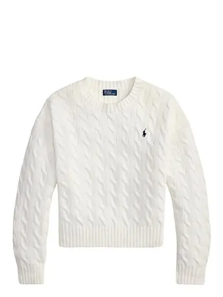 Polo Ralph Lauren Logo-embroidered Cable-knit Cotton Jumper - White