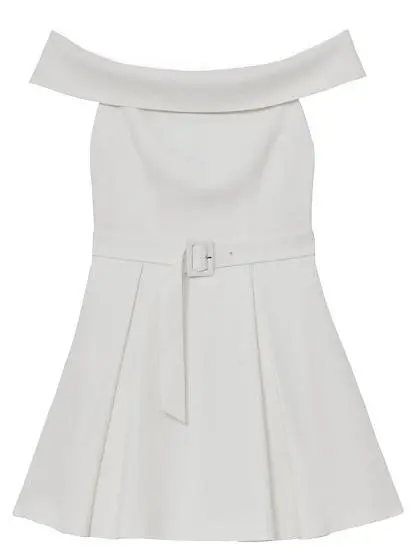 REISS Arwen Belted Mini Dress - Ivory