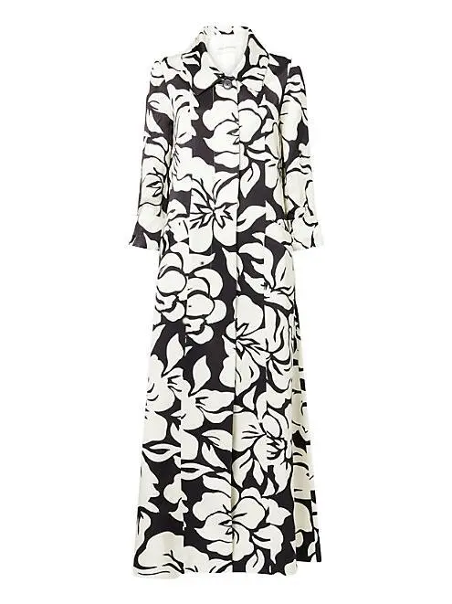 Dries Van Noten Rimi Graphic-print Satin Coat - Black
