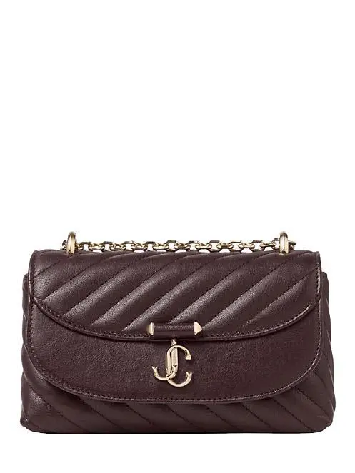 JIMMY CHOO Avenue Curve Small Leather Crossbody Bag - Deep Merlot/gold