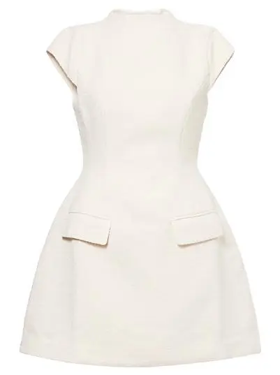 Oddmuse Cap-sleeve Tweed Mini Dress - Cream