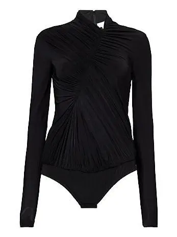 Stella McCartney Draped Long-sleeve Crepe-jersey Bodysuit - Black