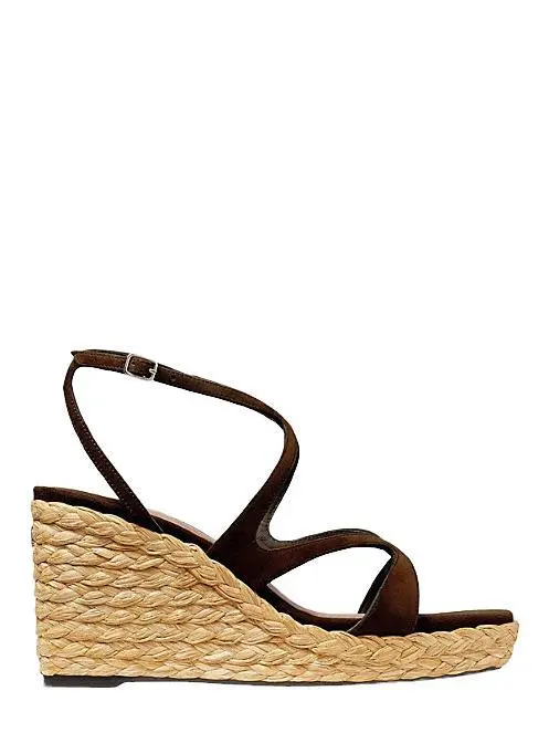 JIMMY CHOO Ayla 85 Suede Wedge Heels - Coffee