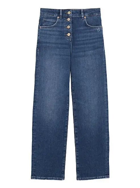 REISS Lana Straight-leg Cropped Stretch-denim Jeans - Mid Blue