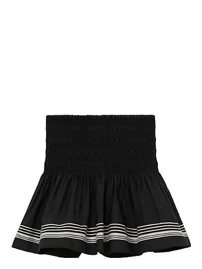 REISS Striped Cotton Mini Skirt - Black Ivory