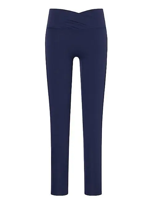 THE COUTURE CLUB Sculpting Crossover-waistband Stretch-jersey Leggings - Navy