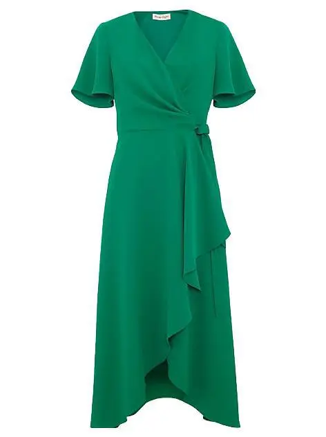 PHASE EIGHT Woven Wrap-front Midi Dress - Green