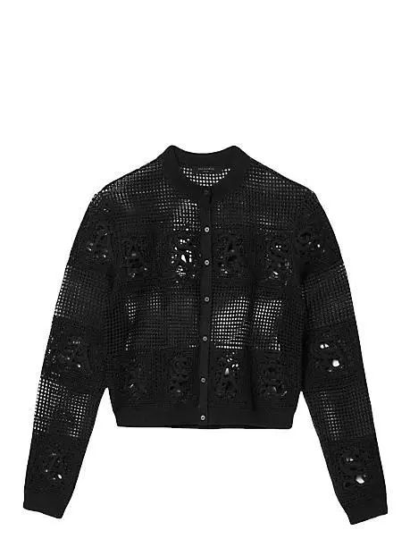 ALLSAINTS Kyra Open-stitch Knitted Cardigan - Black