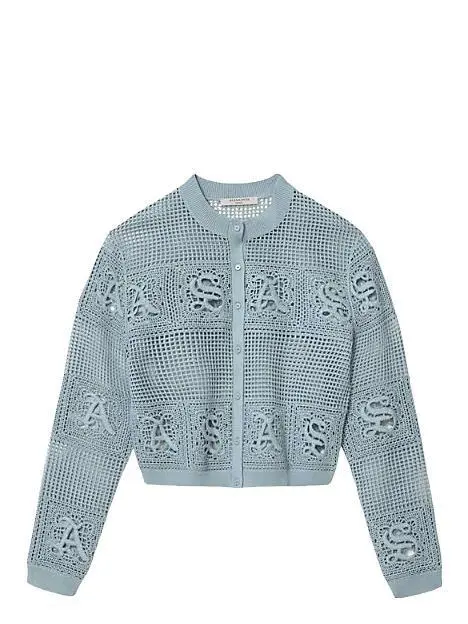 ALLSAINTS Kyra Open-stitch Knitted Cardigan - Quarry Blue
