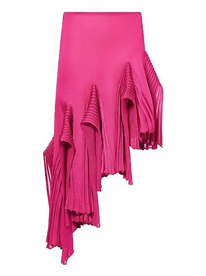 Alaïa Asymmetric Ruffle Midi Skirt - Bougainvillea