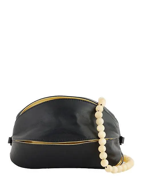 LEMAIRE Balloon Slits Leather Shoulder Bag - Black / Macadamia