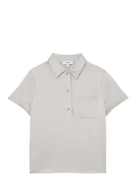 REISS Polly Patch-pocket Stretch-woven Shirt - Light Grey