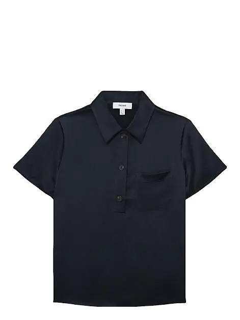 REISS Polly Patch-pocket Stretch-woven Shirt - Navy