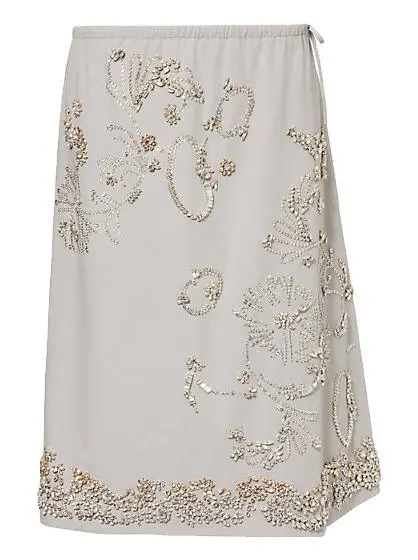 Dries Van Noten Jewel-embellished Cotton Midi Skirt - Light Grey