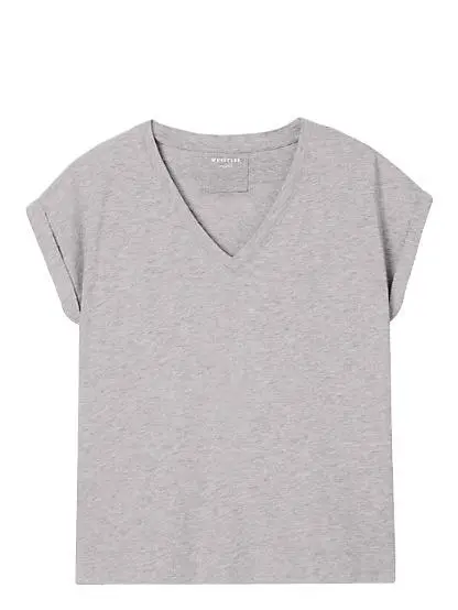 Whistles Willa V-neck Cotton-jersey T-shirt - Grey