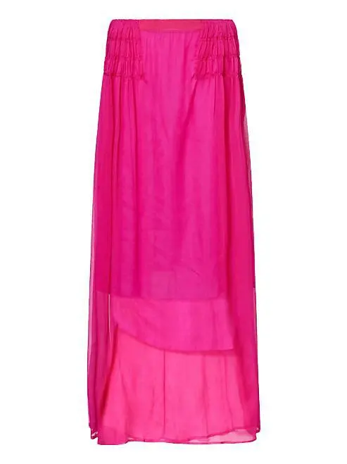 Dries Van Noten Scarlett Ruched Silk Maxi Skirt - Fuchsia