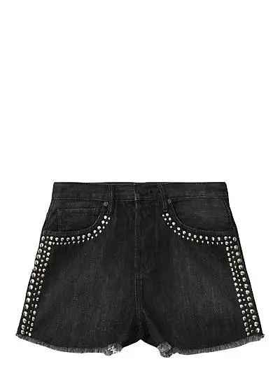 ALLSAINTS Heidi Studded Denim Shorts - Shadow Black