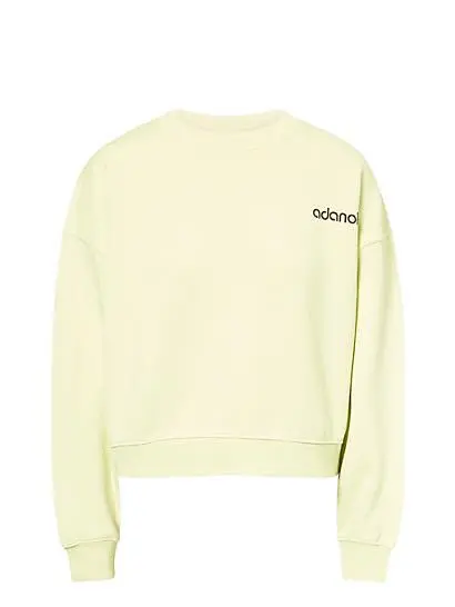 ADANOLA Logo Print Relaxed Fit Cotton Sweatshirt - Washed Lime