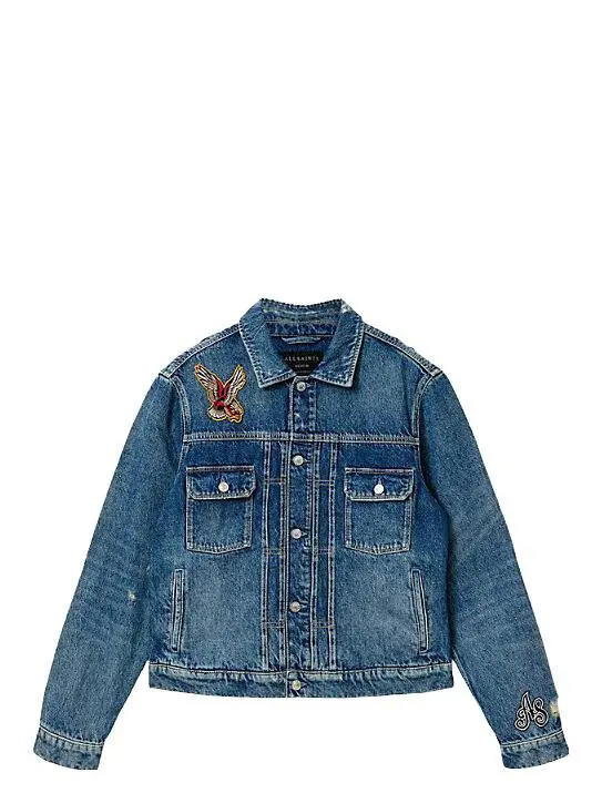 ALLSAINTS Exile Bird-patch Denim Jacket - Washed Indigo