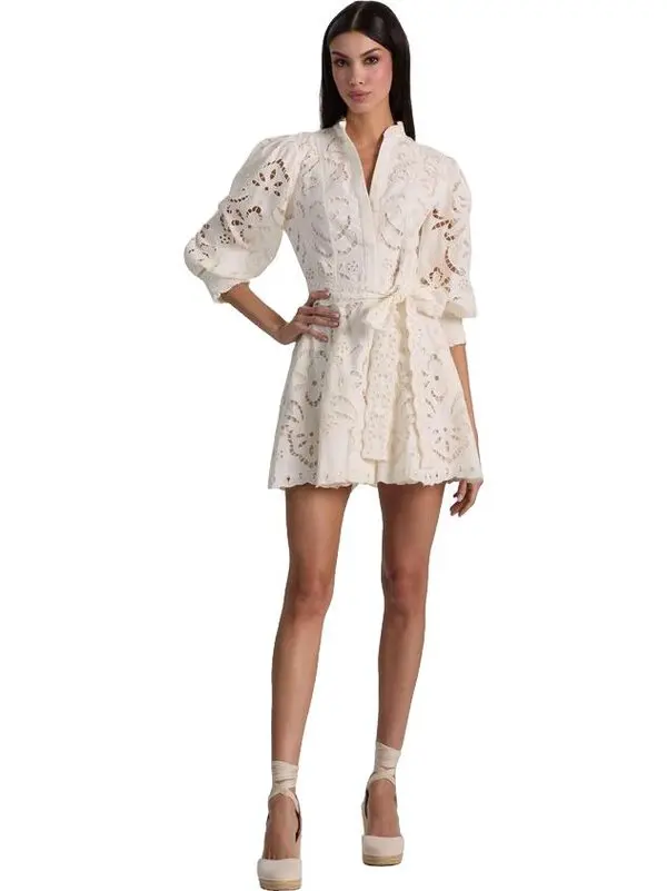 Alice + Olivia Lucy Mini Shirt Dress - White