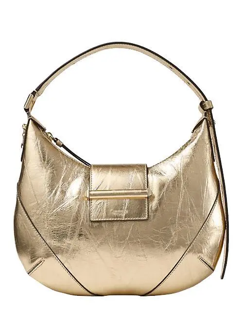 JIMMY CHOO Small Metallic Leather Hobo Shoulder Bag - Gold/shiny Gold