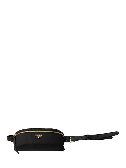 Prada Logo-plaque Re-nylon And Saffiano Leather Belt Bag - Black