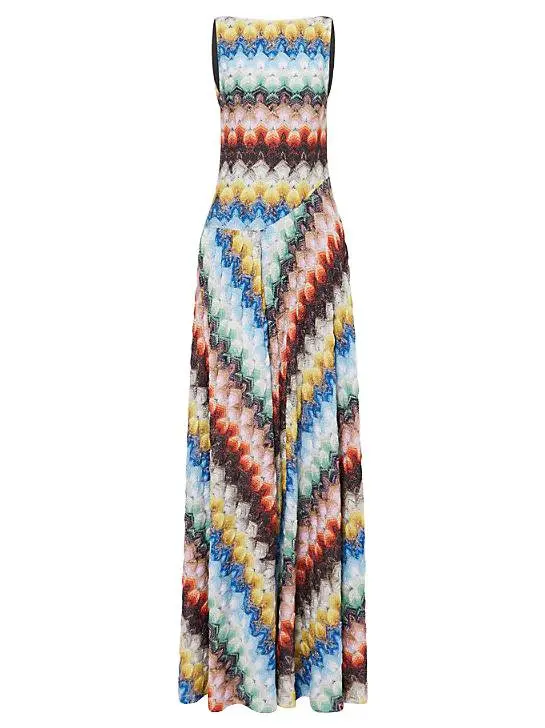 Missoni Scoop-back Lamé Knitted Maxi Dress - Multicolor On Black Base