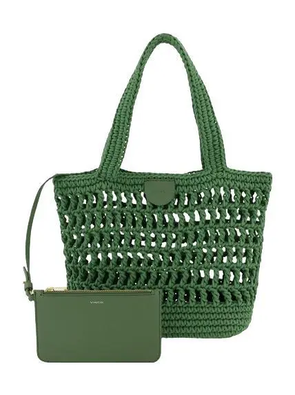Vince Barcelona Cotton Crochet Small Tote - Red