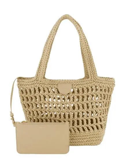 Vince Barcelona Cotton Crochet Small Tote - Red