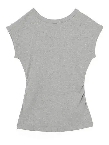REISS Serena Scoop-back Stretch-cotton Top - Grey Marl