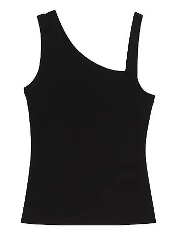 REISS Aysha Asymmetric-neck Stretch-cotton Vest - Black