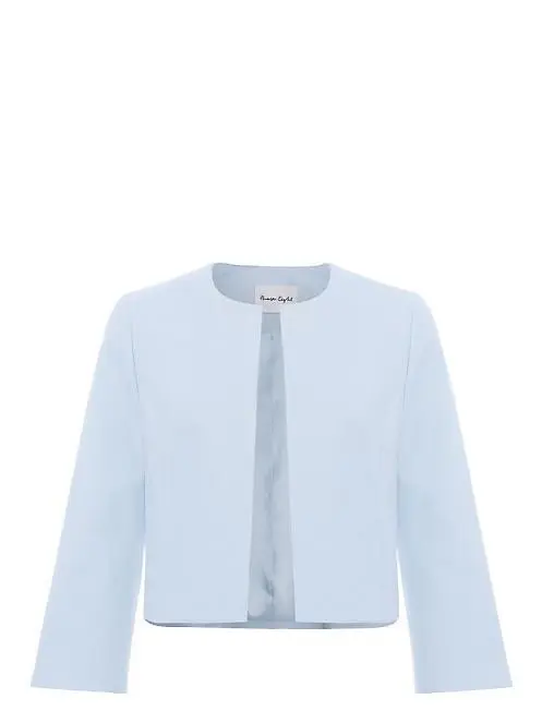 PHASE EIGHT Collarless Cotton-blend Jacket - Pale Blue