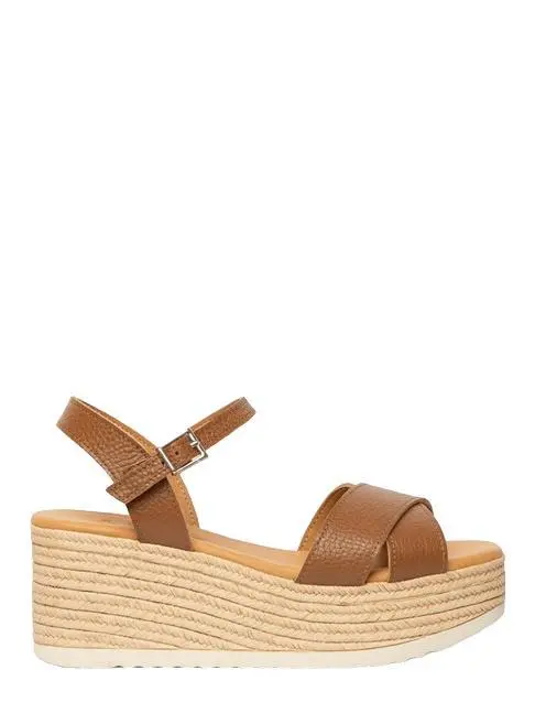MENINA STEP Cross-strap Espadrille Wedge - Natural