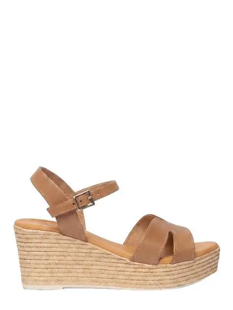 MENINA STEP Leather Wedge Sandals - Red