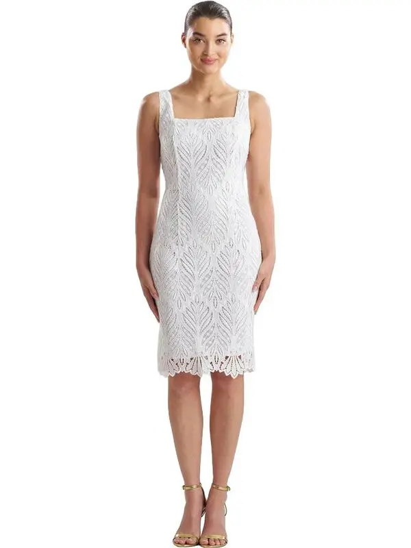 Natori Leaflet Lace Tank Sheath Dress - White