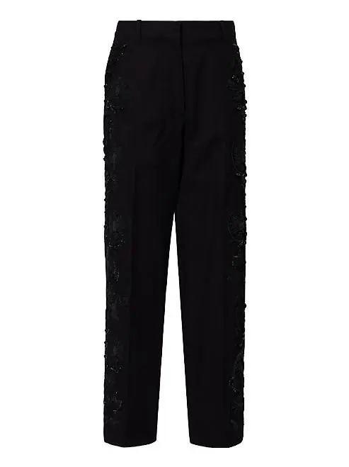 Dries Van Noten Embroidered Tapered-leg Woven Trousers - Black