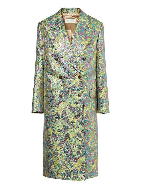 Dries Van Noten Rosea Jacquard Woven Maxi Coat - Lemon