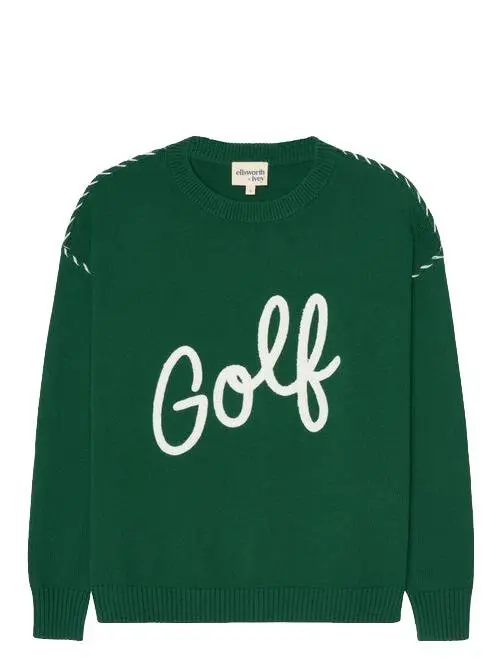 ELLSWORTH + IVEY Riley Crew Golf Script Sweater - Green