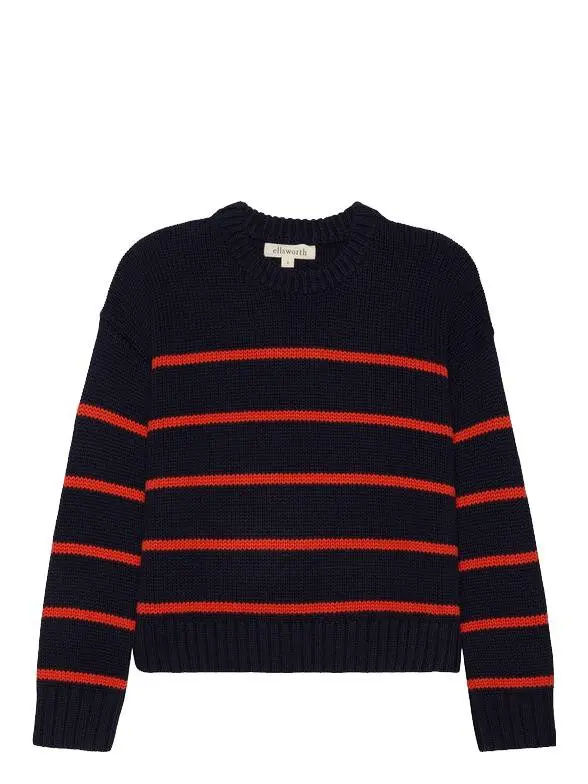 ELLSWORTH + IVEY Elena Crew Sweater - Navy / Blue