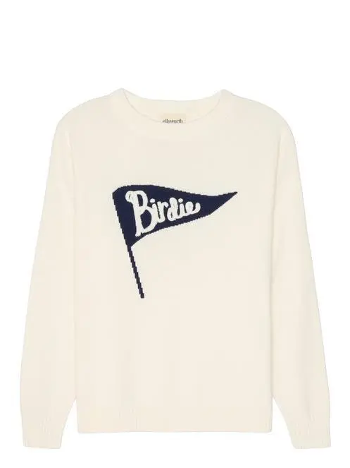 ELLSWORTH + IVEY Riley Birdie Pennant Crewneck Sweater - Neutral