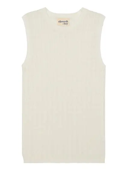 ELLSWORTH + IVEY Cableknit Sleeveless Sweater - Neutral